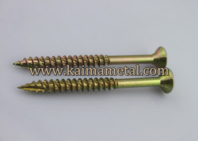 Flat head chipboard screws, carbon steel yellow zinc plated screws, type17