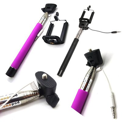 iOS / Android cell phone Wired Selfie wireless Bluetooth Monopod With 3.5mm Audio Cable Take Pole