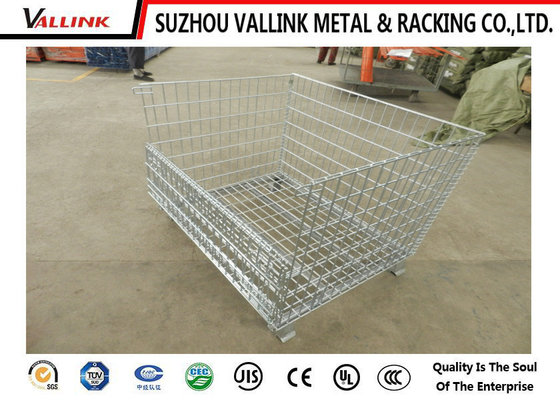 Collapsible Cold Rolled Steel Wire Mesh Container / Metal Cages For Storage