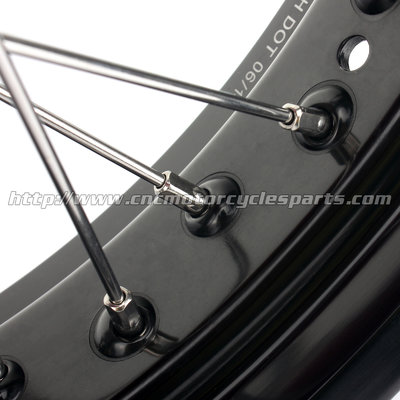 CNC Anodized17 Inch Dirt Bike Supermoto Wheels With Spokes Rims Hubs 36 Holes