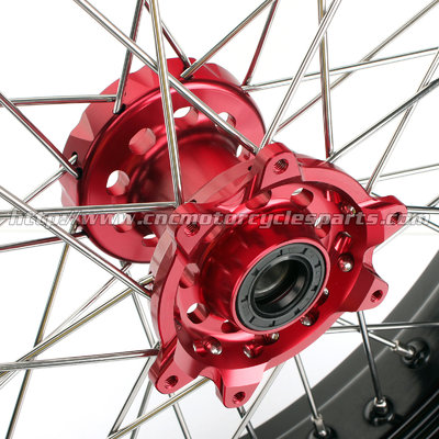CNC Anodized17 Inch Dirt Bike Supermoto Wheels With Spokes Rims Hubs 36 Holes
