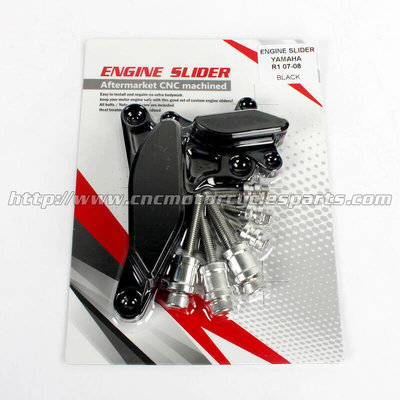 Black CNC Motorcycle Engine Protection Sliders For Yamaha R1 2007 2008