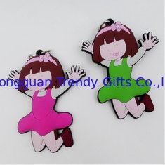 China Beautiful Pink Green 2d Girl Rubber Keyring / Soft Rubber PVC Keychain Custom Shape supplier
