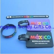 China Custom Advertising Logo Visit Mexico Travel Souvenir Wristband and Luggage Tag In Soft PVC Material supplier