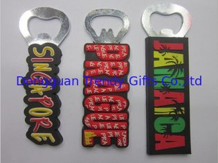 China Customized Singapore Prague Country Name Letters Rubber PVC Fridge Magnet Bottle Opener For Travel Gift supplier