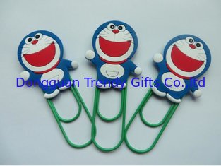 China Lovely Doraemon Rubber PVC Bookmark With Green Clip , Mini Size , Best Christmas Gift For Children supplier