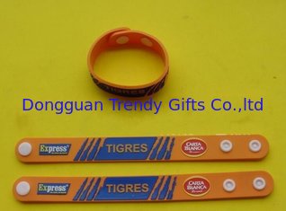 China Personalized Soft PVC Rubber Wristband Sport Bracelet With Embossed Logo , Adjustable Size supplier