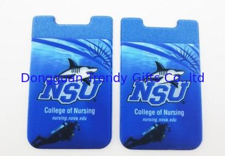 China Custom 3M Sticker Royal Blue Lycra Phone Pocket Card Holder With Heat Transfer ,For College Of Nursing Collection supplier
