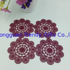 China Elegant Purplish Red Hollow Silicone Rubber PVC Coaster Table Placemat, Flower Design Consist Of Deer, Accept Paypal supplier