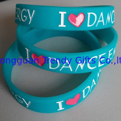 Debossed Silicone bracelet with filled ink supplier