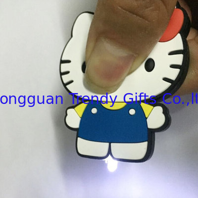 Promotional 2d Hello Kitty Shape Led Keychain / Mini Keychain Led Light With Soft PVC Case supplier
