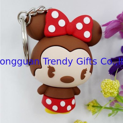 Cheap Custom Cartoon Animal Shaped 3d Soft PVC Keychain / 3d Rubber Keychain OEM supplier