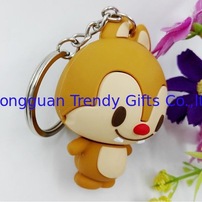 Cheap Custom Cartoon Animal Shaped 3d Soft PVC Keychain / 3d Rubber Keychain OEM supplier