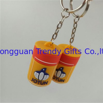 Personalized Drink Water Bottle Shaped Silicone Rubber PVC Keychains / Key Holders supplier