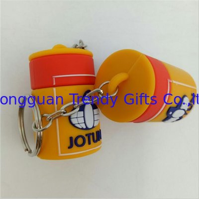 Personalized Drink Water Bottle Shaped Silicone Rubber PVC Keychains / Key Holders supplier