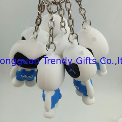Personalized Vivo Cellphone Brand 3d Soft PVC Keychain With Cartoon White Cat Shaped supplier