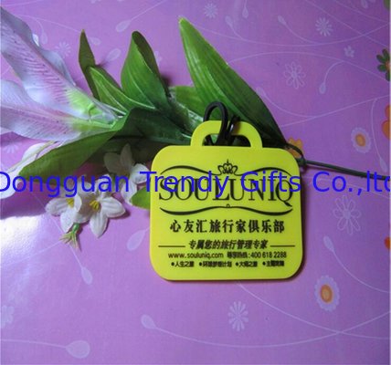 Yellow 2d Design Soft PVC Suicase Tag / Travel Name Tag With Writing Backside For Club Gift supplier