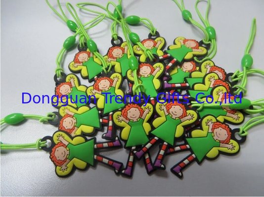 Lovely Girl Charm 2d Soft PVC Mobile Phone Lanyard With Elastic String Accept Custom Shape And Logo supplier