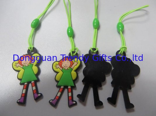 Lovely Girl Charm 2d Soft PVC Mobile Phone Lanyard With Elastic String Accept Custom Shape And Logo supplier