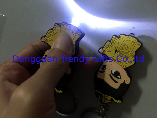 Personalized Ancient Emperor 3d Rubber Soft PVC Led Light Keychain Printing Company Brand Name For Souvenir Gift supplier