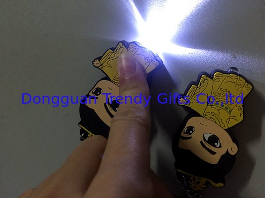 Personalized Ancient Emperor 3d Rubber Soft PVC Led Light Keychain Printing Company Brand Name For Souvenir Gift supplier