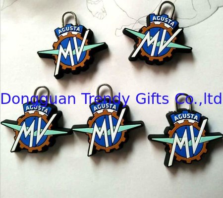 Embossed Logo MV AGUSTA 3d Cartoon PVC Zipper Pull / Soft PVC Zipper Charms For Garment Accessory supplier