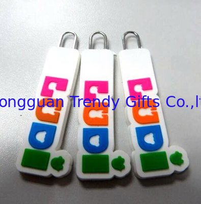 Double Sided Embossed Logo 2D/3D Soft PVC Zipper Pullers Zipper Head For Factory Clothing Decoration supplier