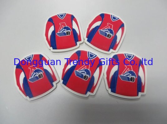 Personalized Football Red Blue T-Shirt Shape Soft PVC Fridge Magnet With Embossed Logo For Souvenirs supplier