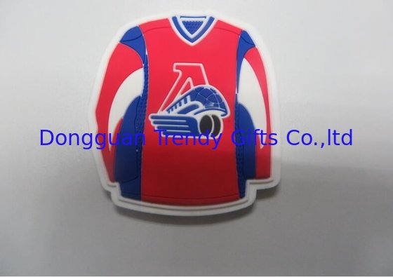 Personalized Football Red Blue T-Shirt Shape Soft PVC Fridge Magnet With Embossed Logo For Souvenirs supplier