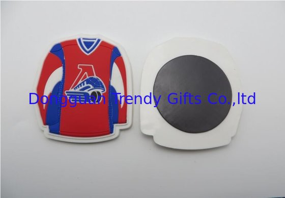 Personalized Football Red Blue T-Shirt Shape Soft PVC Fridge Magnet With Embossed Logo For Souvenirs supplier