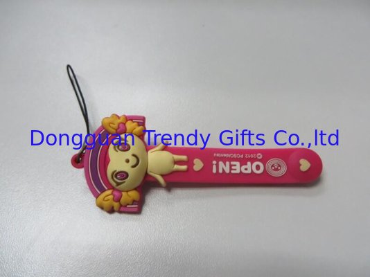 Multi Function Cute Charms Earphone Silicone Cable Winder Keyring In Pink Color For Girls Lanyard supplier