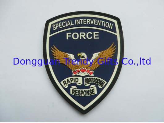 High Quality 2D Embossed Logo Soft PVC Patches With Eagle Logo Special Intervention Force For Uniform Decoration supplier
