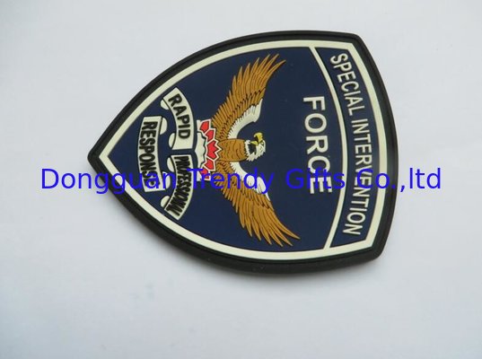 High Quality 2D Embossed Logo Soft PVC Patches With Eagle Logo Special Intervention Force For Uniform Decoration supplier