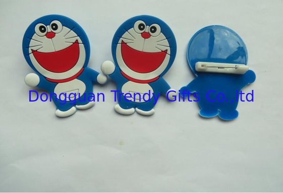 2D/3D Cute Doraemon Shape Rubber PVC Label Pins Badges With Safety Clip For School Backpack Decoration supplier