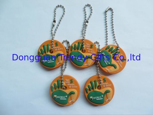 Multi Function Double Sided Hand Shape Silicone Rubber PVC Charm With Metal String For Key Holder And Bag Decoration supplier