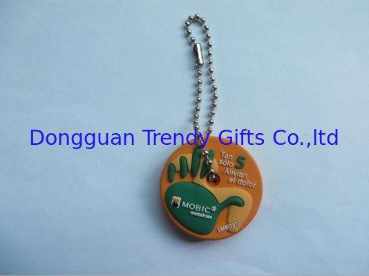 Multi Function Double Sided Hand Shape Silicone Rubber PVC Charm With Metal String For Key Holder And Bag Decoration supplier