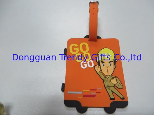 Lovely 3D Suitcase Shape Silicone Rubber PVC Airplane Luggage Tag Embossed Man Woman Logo With Name Card Back supplier