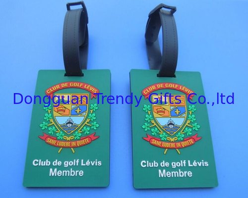 Personalized Club De Golf Levis Member 3D Soft PVC Travel Hang Bag Tags / Name Card Tags For Club Big Event supplier
