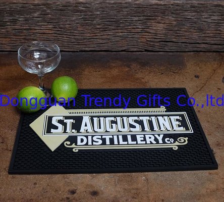 Custom Danger Drinking Rubber PVC Bar Rail Mat / Non Slip PVC Beer Mat In Black Color supplier