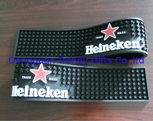 Custom Danger Drinking Rubber PVC Bar Rail Mat / Non Slip PVC Beer Mat In Black Color supplier