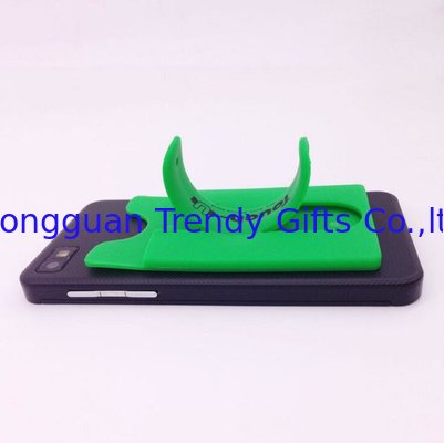 Multi-function 3M Adhernsive Silicone Mobile Phone Holder Stand With Card Pouch Accept Logo Print supplier