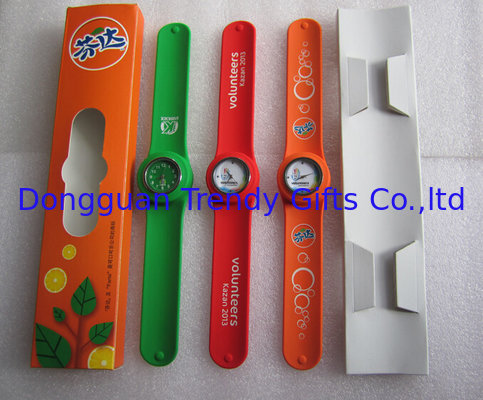Personalized Fenta Cool Orange Slap On Watches Silicone Bracelet Watches With Logo Printed,Packing Color Card Box supplier