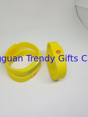 Ultra Thin Sport Digital Led Bracelet Watches In Hard PU Material, Customized Logo On The Buckle supplier