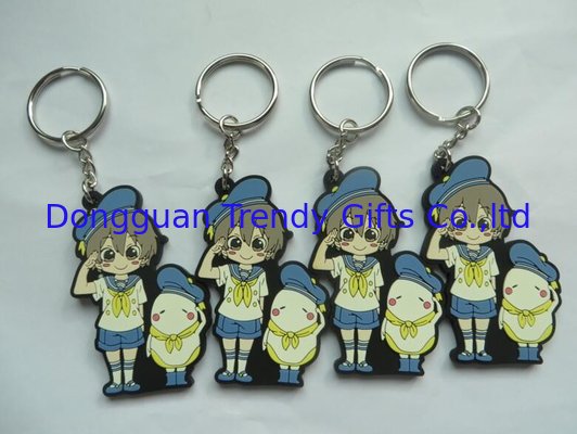 Lovely 2D/3D Schoolboys Shape Rubber Soft PVC Key Ring / Key Holders ,Custom Print Company Site back For Sale supplier