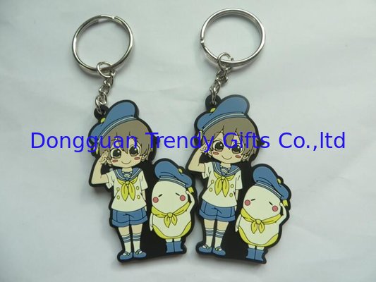 Lovely 2D/3D Schoolboys Shape Rubber Soft PVC Key Ring / Key Holders ,Custom Print Company Site back For Sale supplier