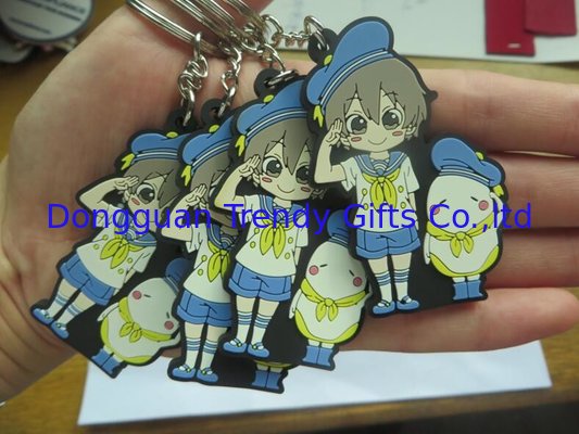 Lovely 2D/3D Schoolboys Shape Rubber Soft PVC Key Ring / Key Holders ,Custom Print Company Site back For Sale supplier