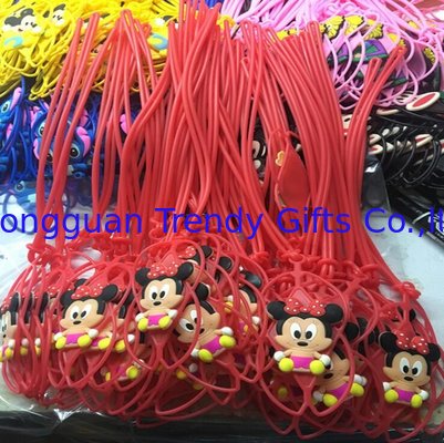 Custom Disney 3d Carton Silicone Phone Lanyard Necklace With Holder Flexible , For Boys Girls Christmas Gift supplier