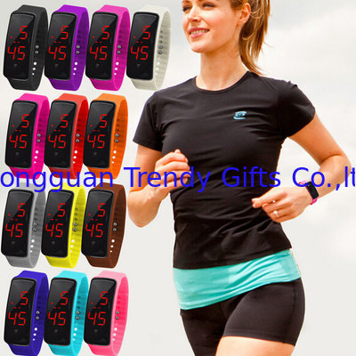 Wholesale Red Time Display Silicone Touch Led Digital Wristwatch 12 Colors Available , Best Cheap Promotion Gift supplier