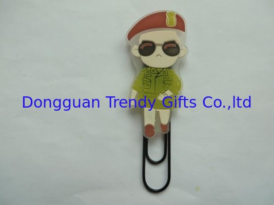 Cool 3D Descendants of the Sun Rubber PVC Paper Clips / Book Clips In Green Color Uniform , Best Boys Girls Souvenirs supplier