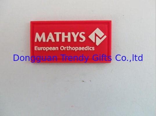 Cool Black Green Red 3d Embossed Logo PVC Patches For Clothing Garment , For MATHYS European Orthopaedics supplier